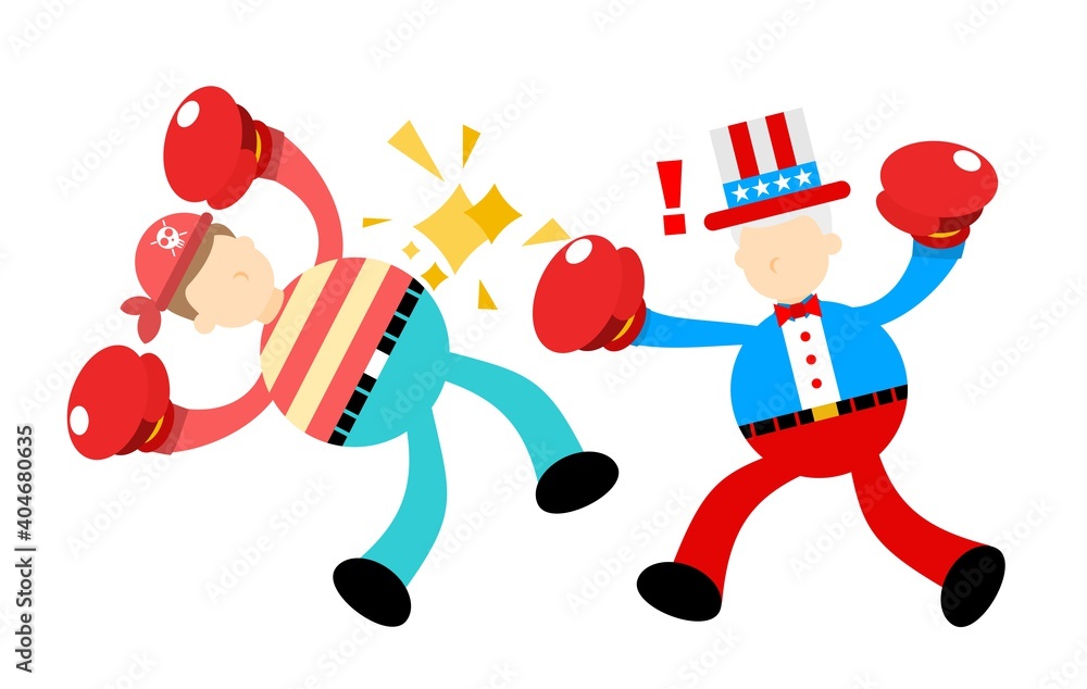 uncle sam punch pirate sailor boxing cartoon doodle flat design style ...