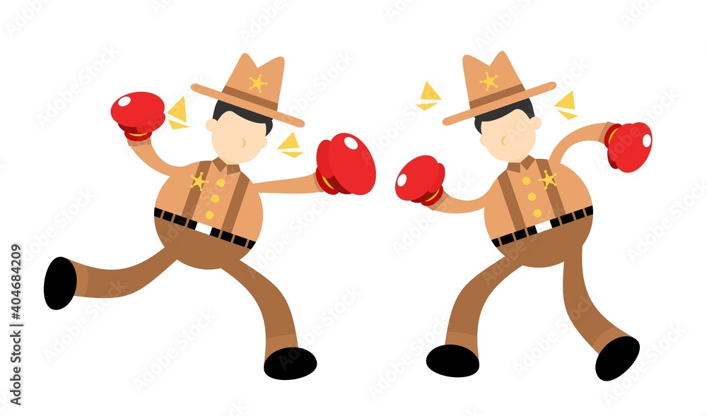 america cowboy fight boxing war cartoon doodle flat design style vector ...
