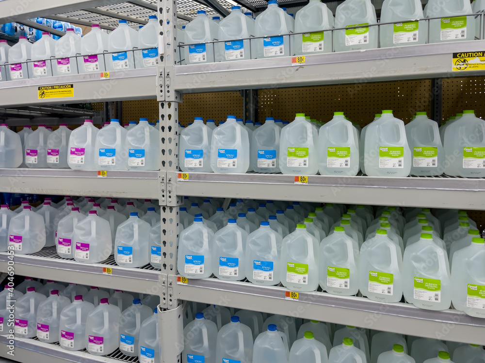 NORTH PORT, FLORIDA - January 11, 2021 : Gallon jugs of purified ...