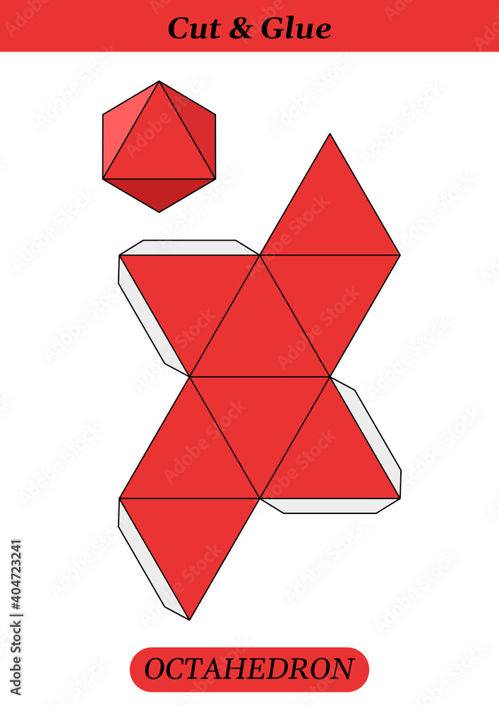 Paper model of the octahedron. Cut, fold and glue. Homemade model ...