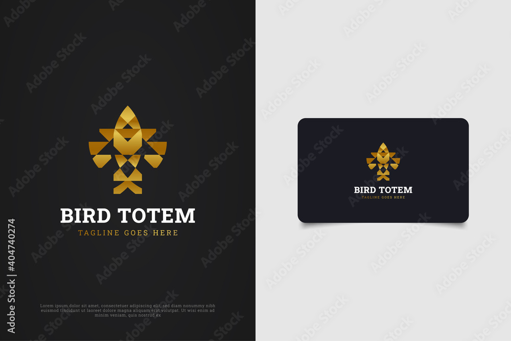 Bird totem logo with abstract concept in golden gradient for your ...