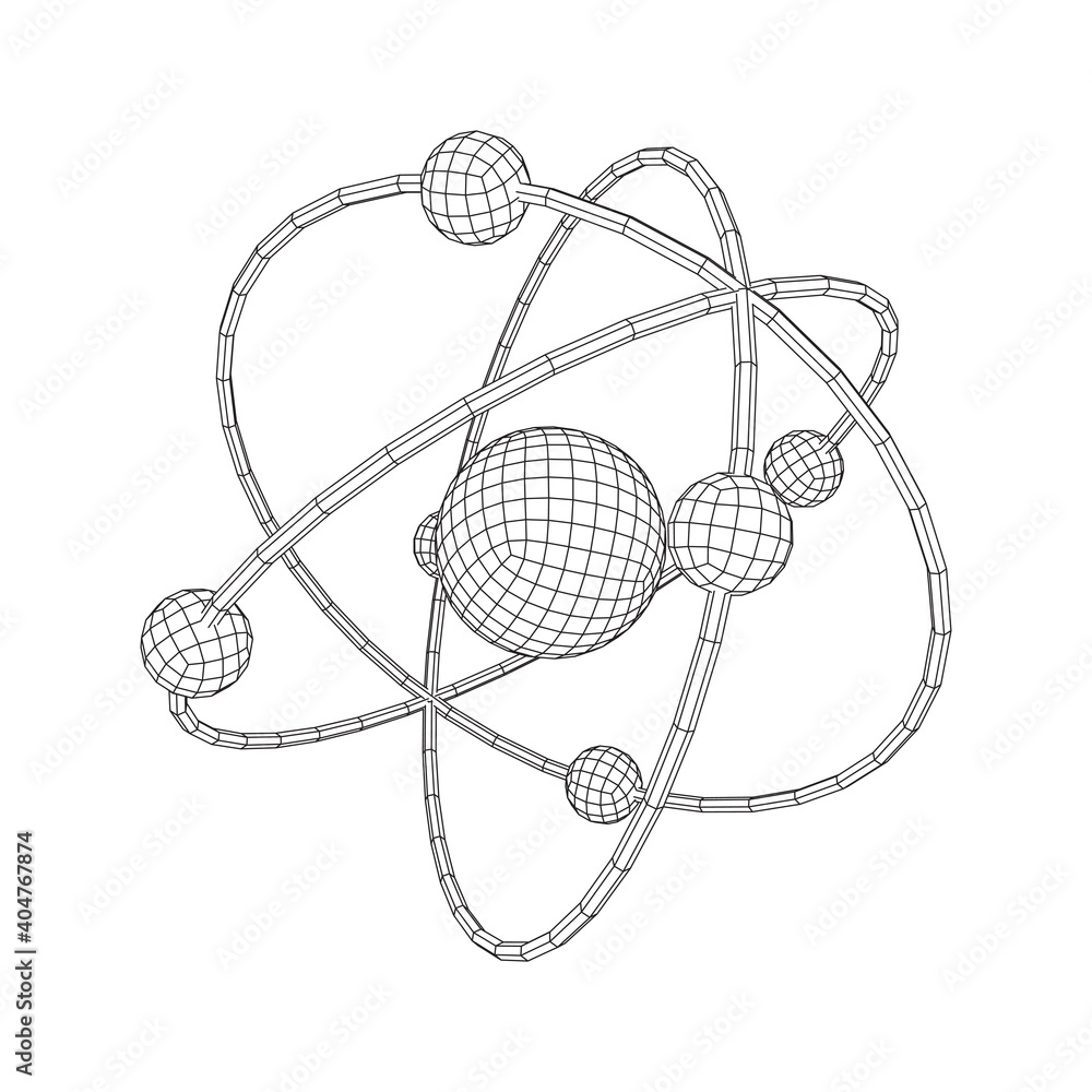 Planetary model of atom with nucleus and electrons Stock Vector | Adobe ...