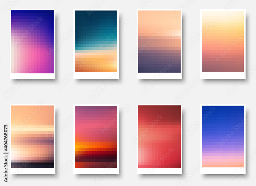 Set of multicolored blurred pixelated backgrounds. Stock Vector | Adobe ...