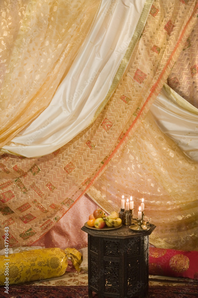 Harem background with silk curtains Stock Photo | Adobe Stock