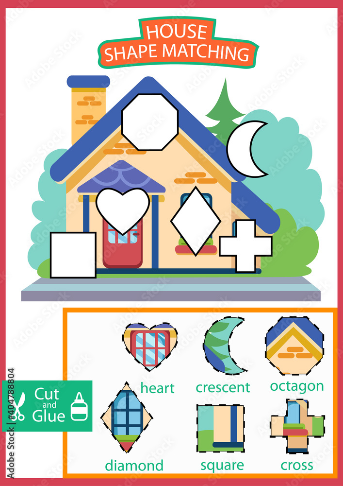 Children matching game. Find the correct shapes part image cartoon ...