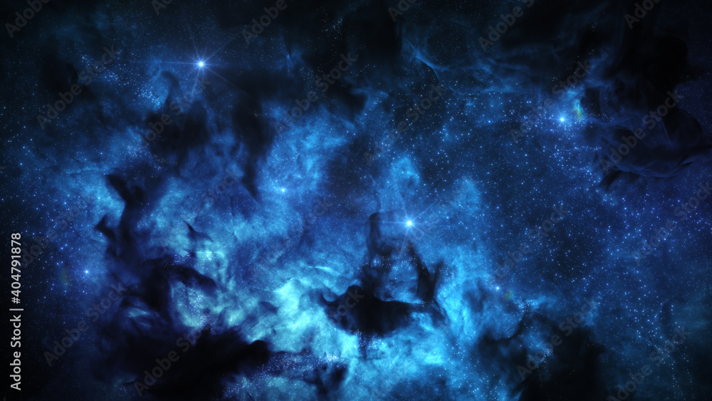 Blue Outer Space Background with Nebula Clouds and Stars. Galaxy ...