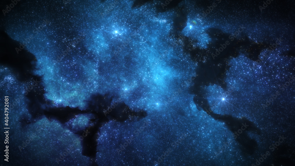 Blue Outer Space Background with Nebula Clouds and Stars. Galaxy ...