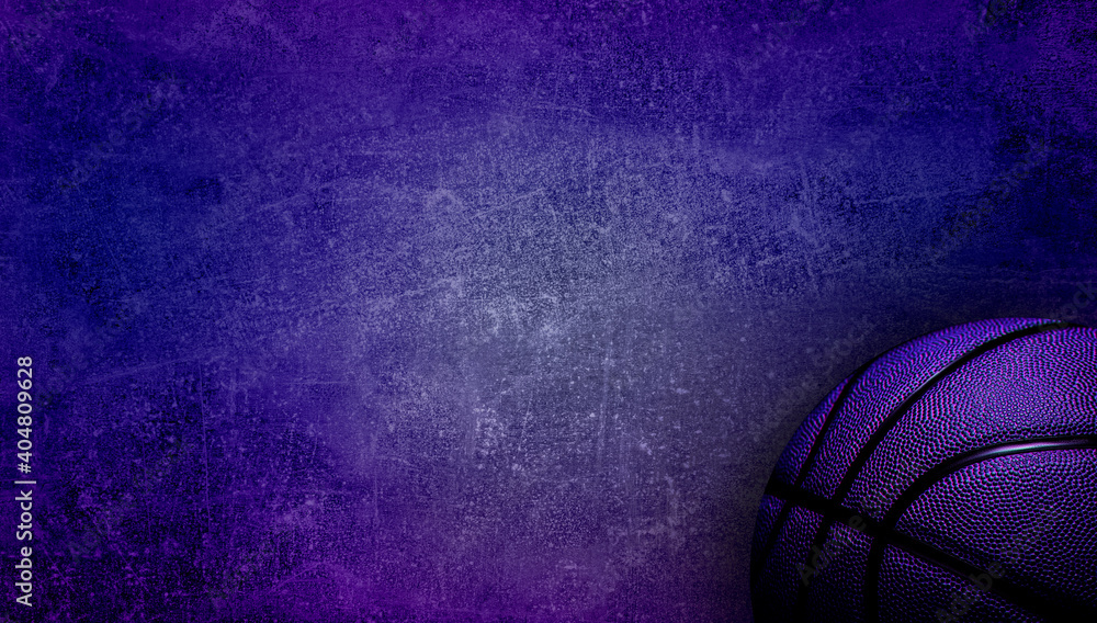 Basketball ball on neon light on concrete wall texture background ...