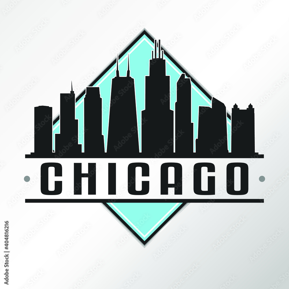 Chicago Illinois Skyline Logo. Adventure Landscape Design. Vector ...