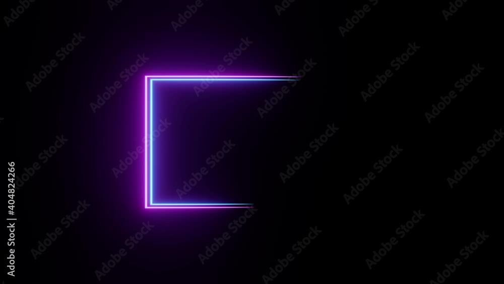 Abstract neon frame. Neon lights motion loops square circular motion ...