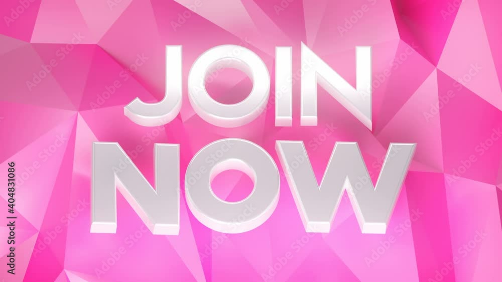 Join Now Loop 1 White x Pink: animated join now text, with rotating ...