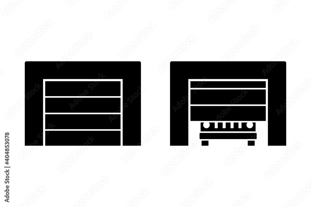 Sectional garage lift gate icon. Front view. Black silhouette. Vector ...