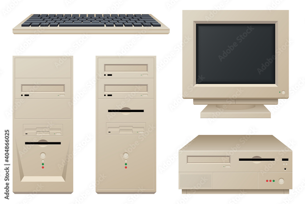 Old vintage computer vector illustration Stock Vector | Adobe Stock