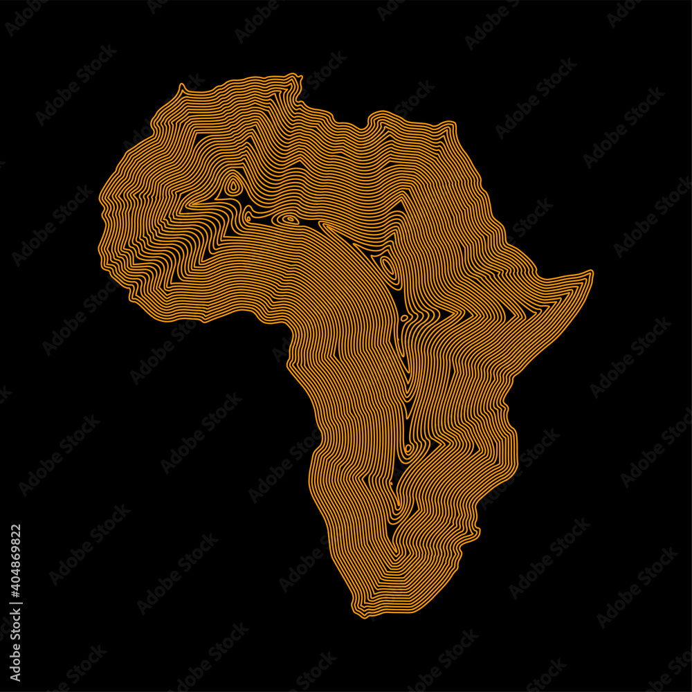 Sketch linear african continent map banner. Line africa style poster ...