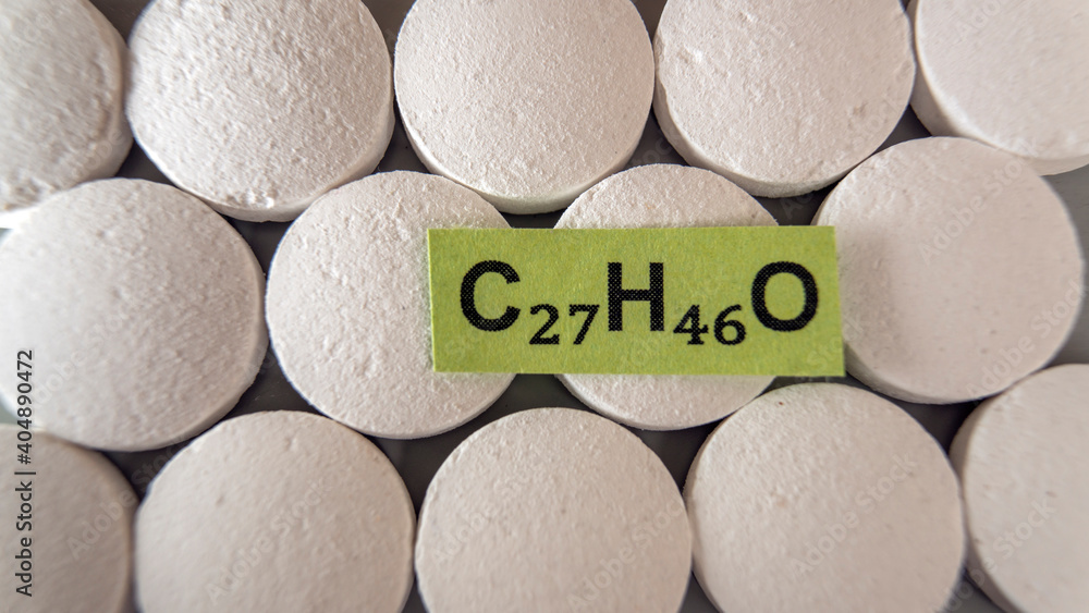 Food additives: chlorine tablets and a plate with a chemical formula on ...