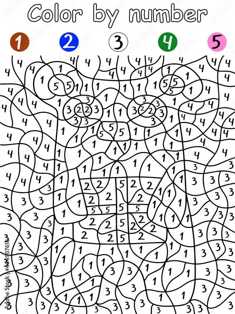 Cute bear with gift color by number stock vector illustration ...