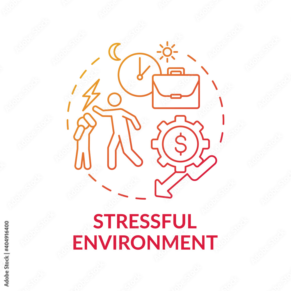 Stressful environment for children red gradient concept icon. Domestic ...