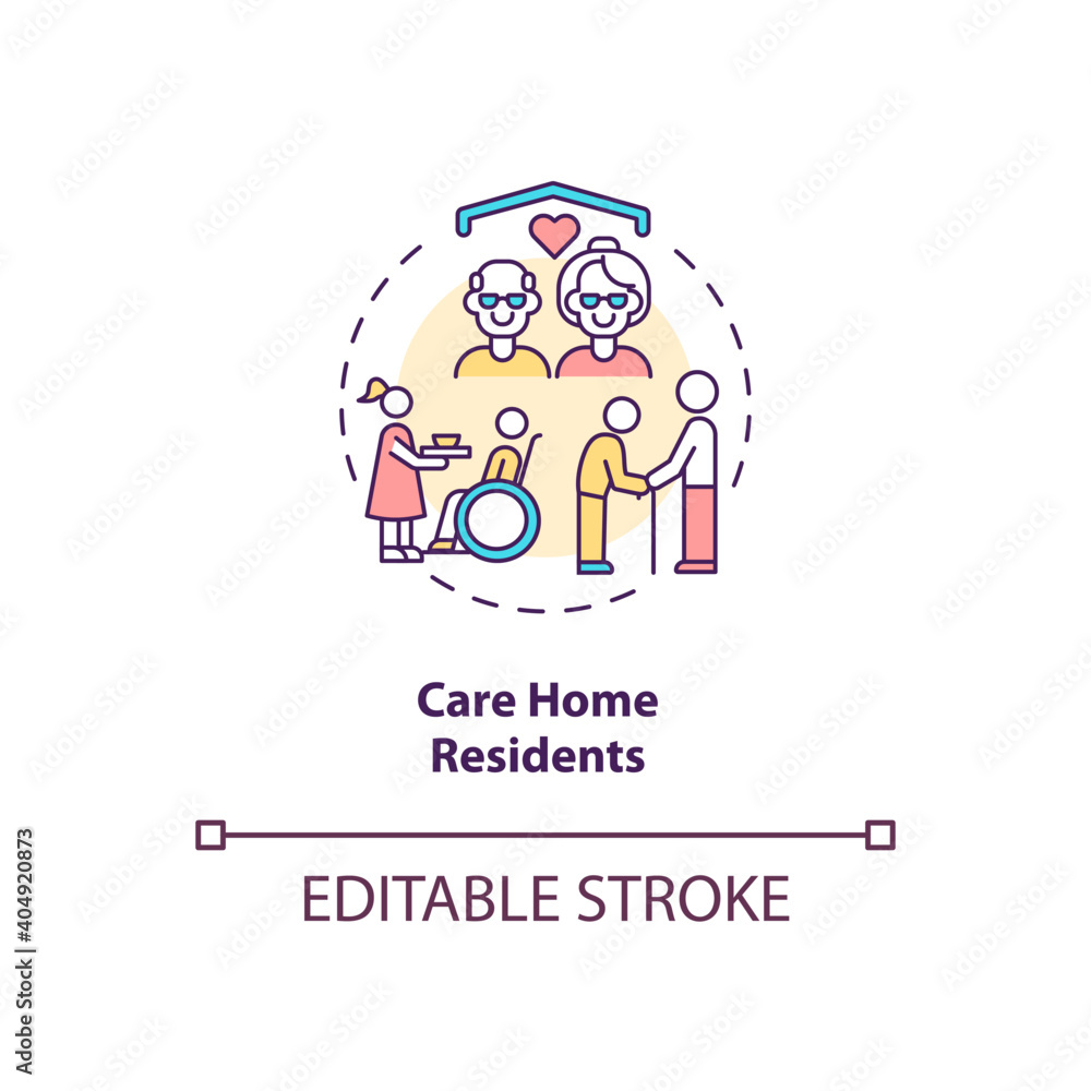 Care home residents concept icon. Covid vaccination priority list ...