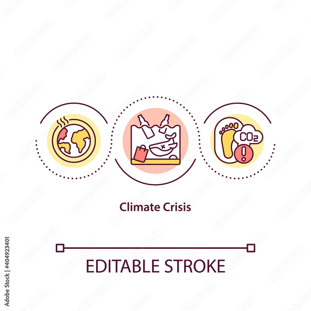 Climate crisis concept icon. Saving nature idea thin line illustration ...