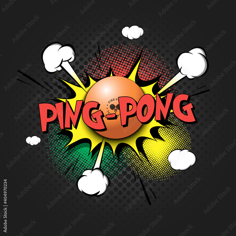 Comic bang with expression text ping-pong. Comics book font sound ...