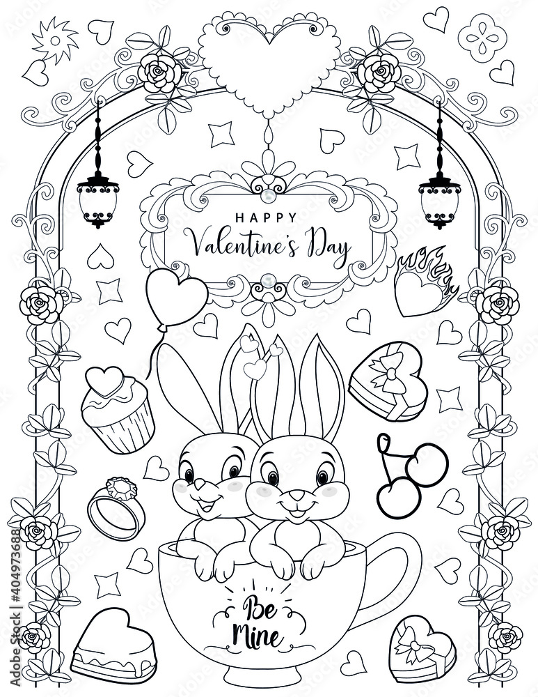 Valentines Day Coloring Book - Coloring book page for Valentine's Day ...