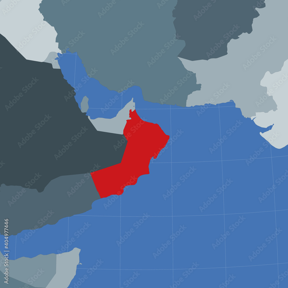 Shape of the Oman in context of neighbour countries. Country ...