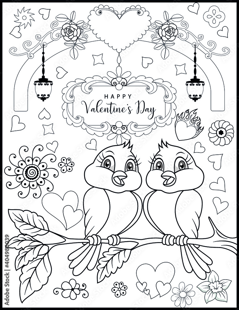 Valentines Day Coloring Book - Coloring book page for Valentine's Day ...