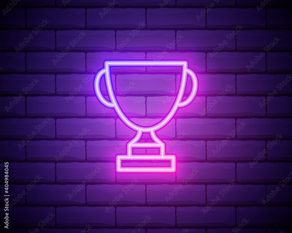 Vector realistic isolated neon sign of Cup trophy frame logo for ...