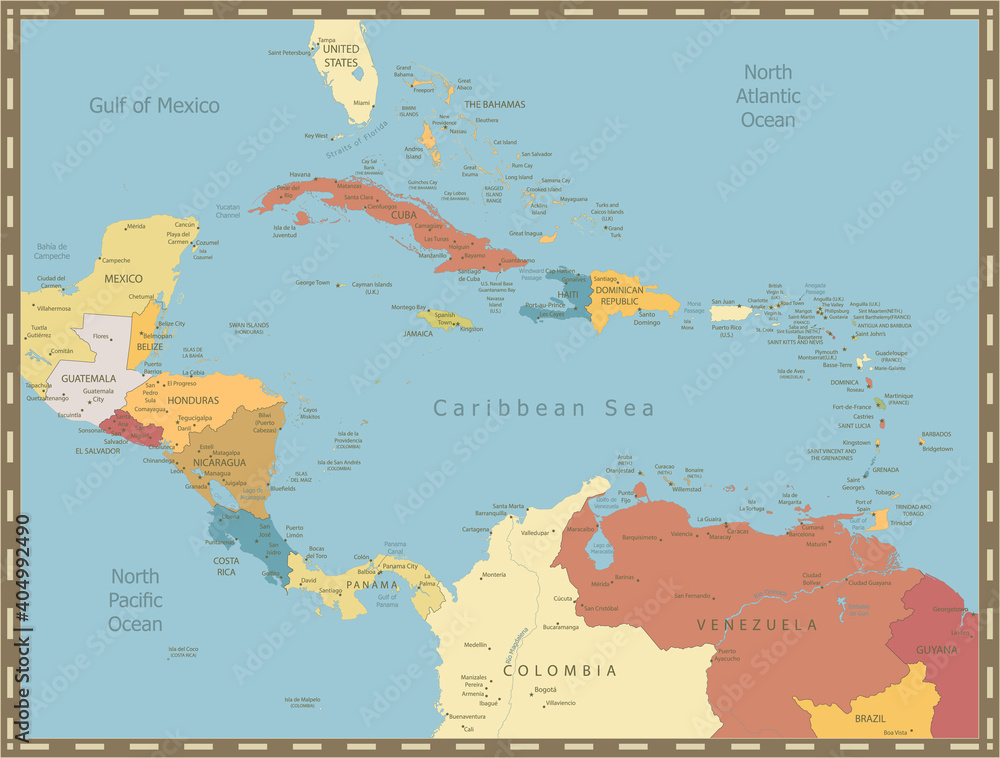 Poster Vintage Map of the Caribbean – Wall Art | UkPosters