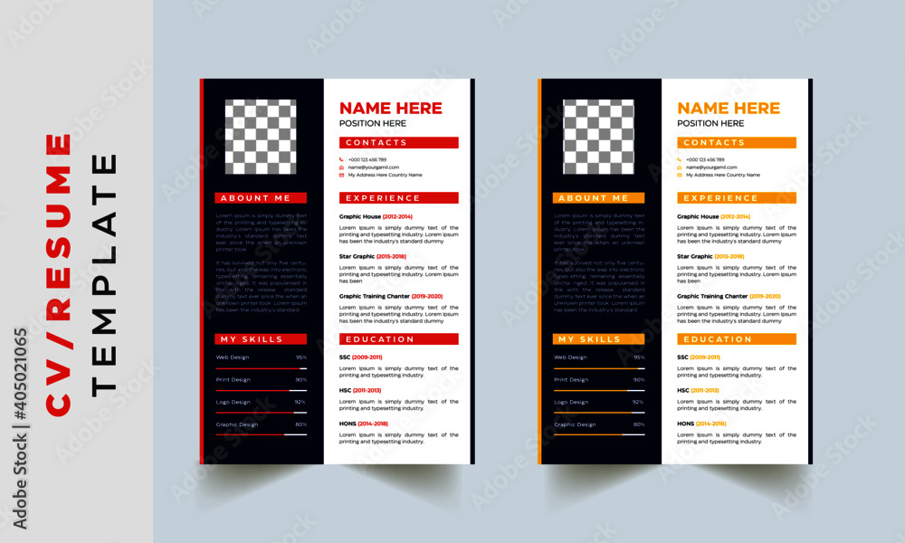 Clean Modern Resume Layout Vector Template for Business Job ...