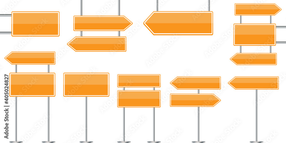 Orange road signs for site design. Information icon vector. Stock image ...