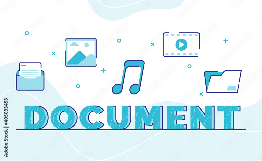 document typography word art background of icon message picture music ...