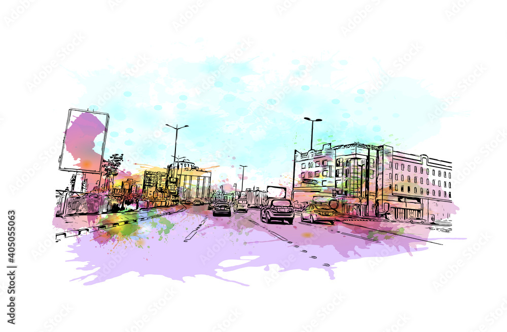 Vettoriale Stock Building view with landmark of Dammam is the city in ...