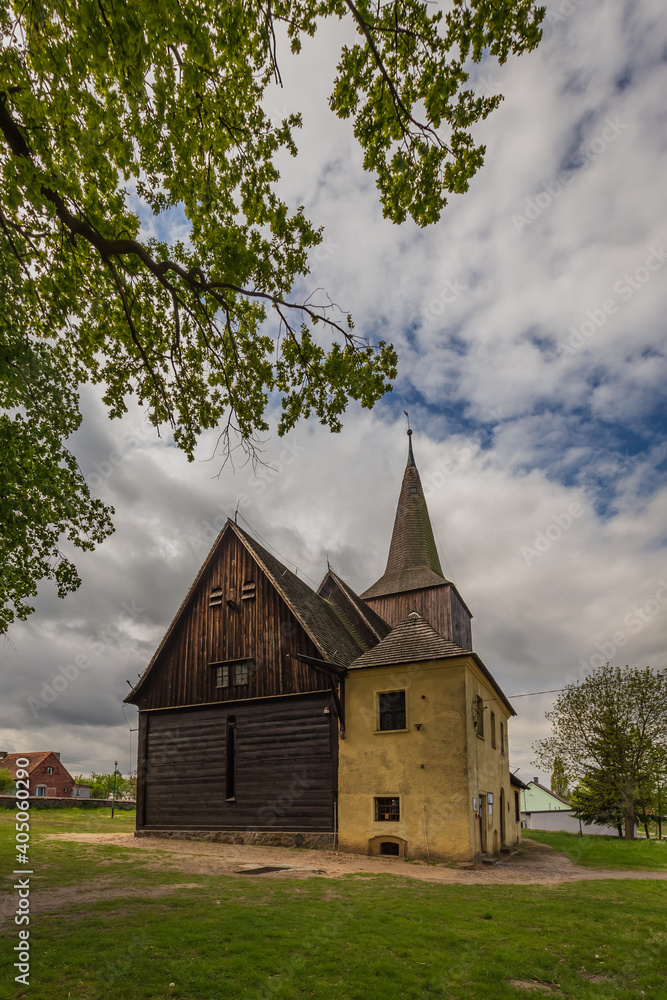 Klepsk, Poland - May 7, 2019: Exterior view of the Evangelical Church ...