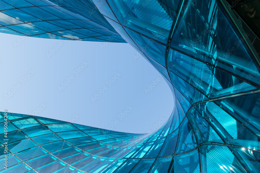Blue and white glass walled building Stock Photo | Adobe Stock