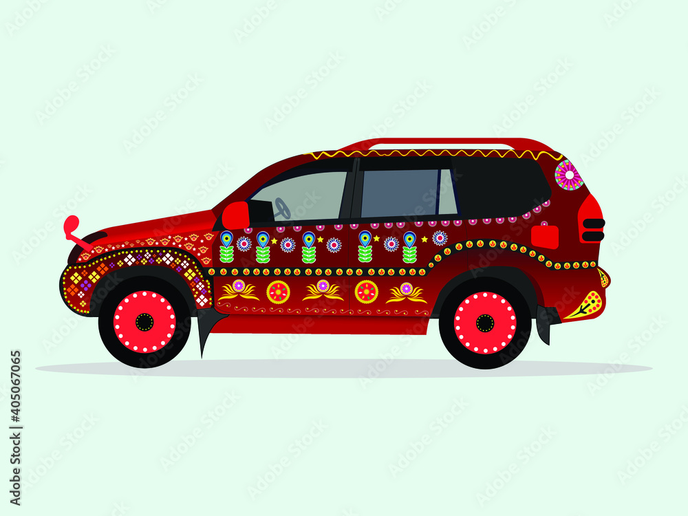 Pakistani truck art on vehicle vector illustartion design. Stock Vector ...