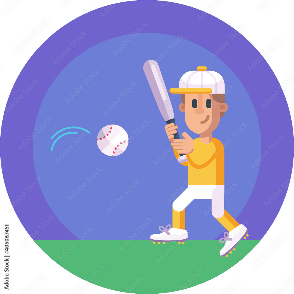 Vetor de Baseball, softball sport game vector flat icons. Ball, bat ...
