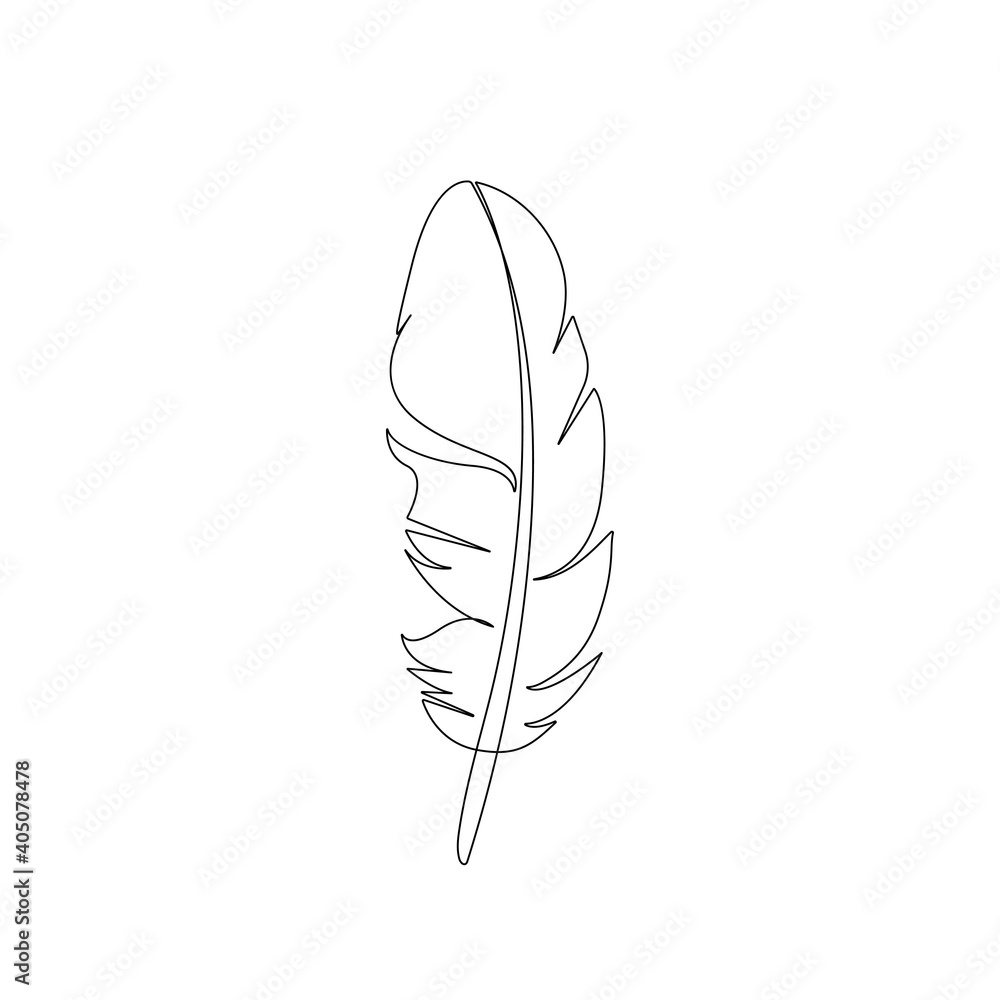 Feather Continuous One Line Drawing. One Line Feather Abstract ...