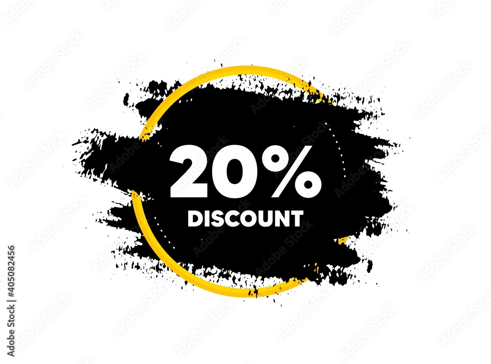 20 percent Discount. Paint brush stroke in circle frame. Sale offer ...