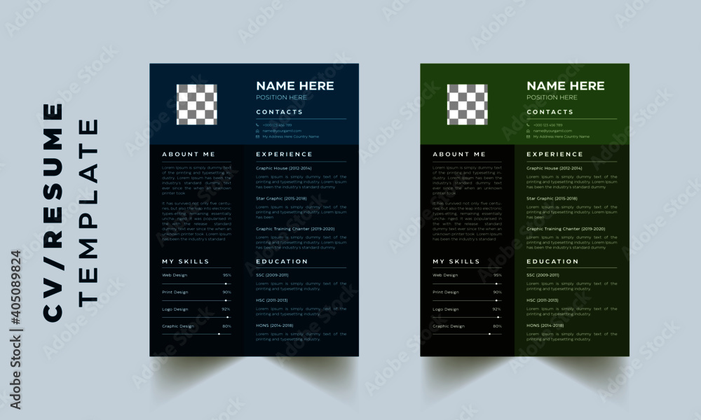 Clean Modern Resume Layout Vector Template for Business Job ...