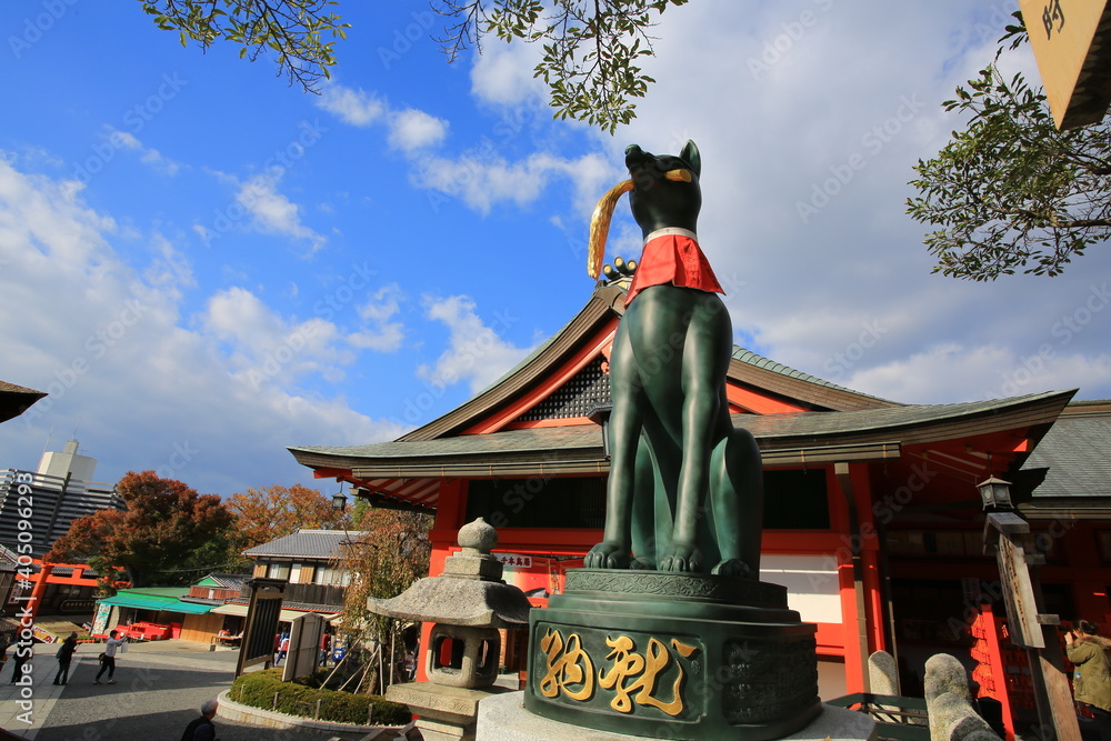 fox god statue in japan, kyoto, in fushimi inari tisha shrine Stock ...