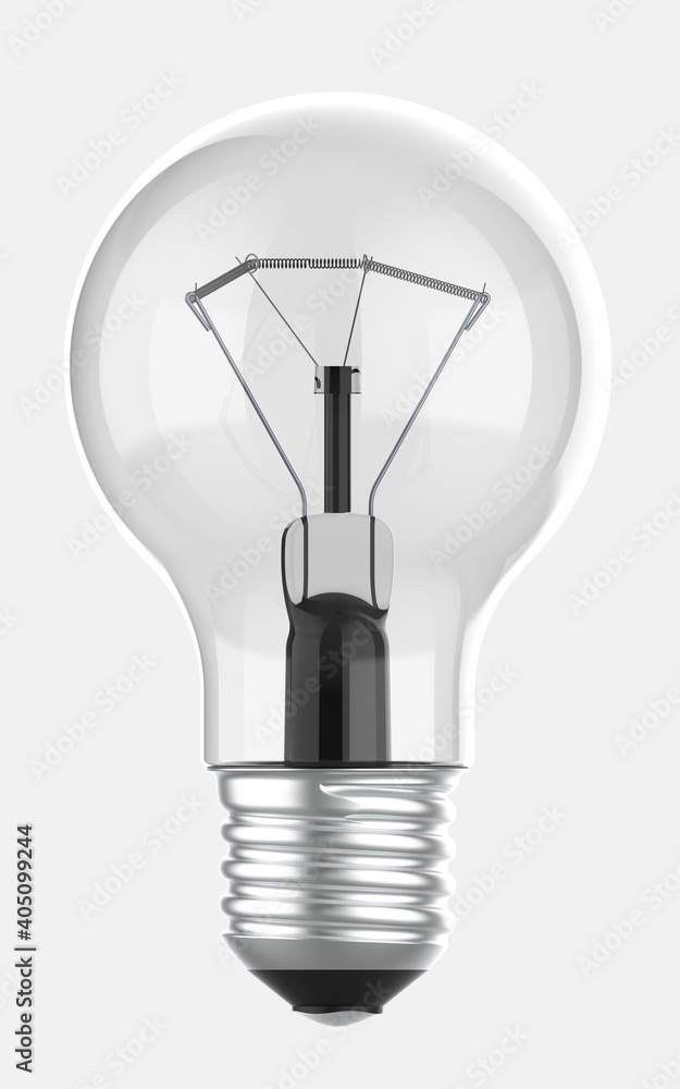 Light bulb, isolated, Realistic photo render, orthographic view Stock ...