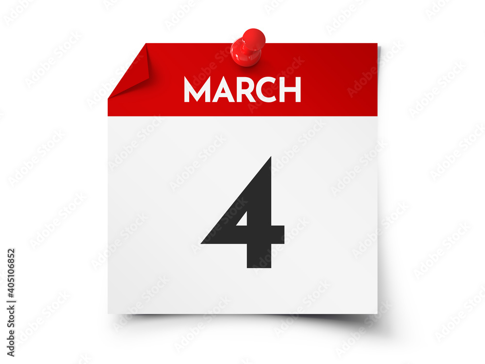 March 4 day calendar Stock Illustration | Adobe Stock