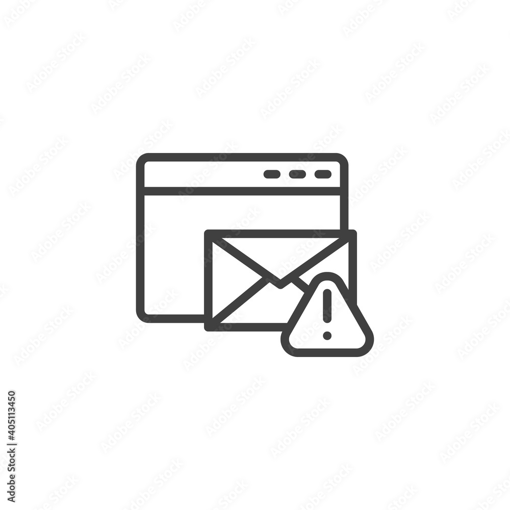 Email phishing alert line icon. linear style sign for mobile concept ...
