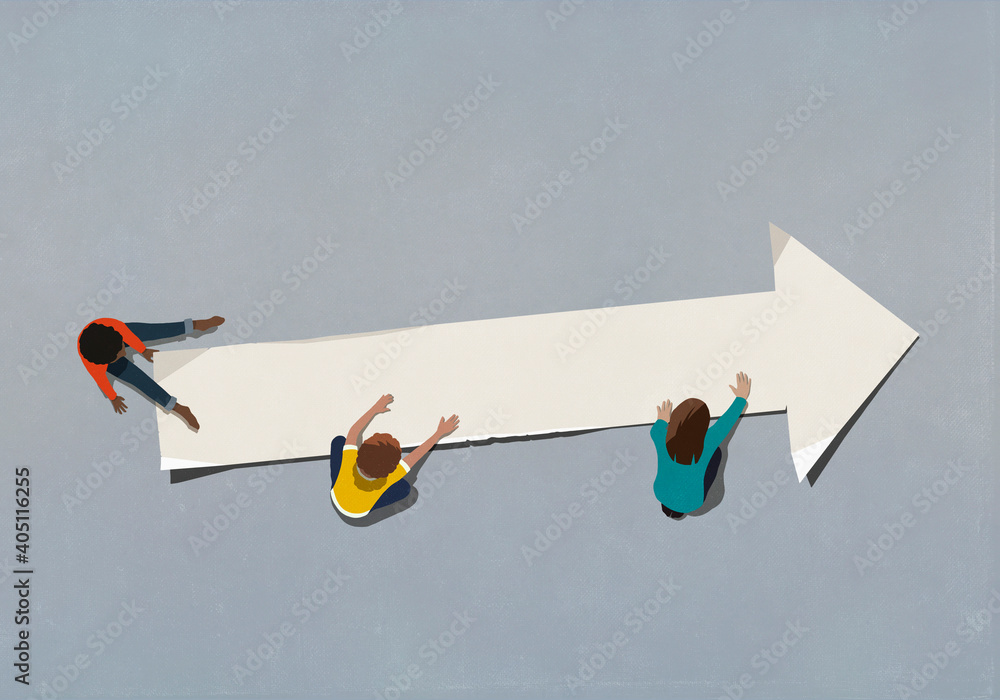 Kids arranging arrow symbol Stock Illustration | Adobe Stock