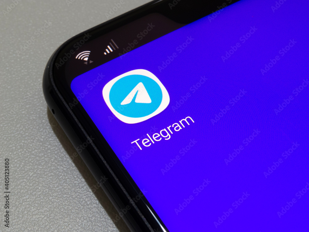 cell phone with Telegram application, for sending messages, files ...