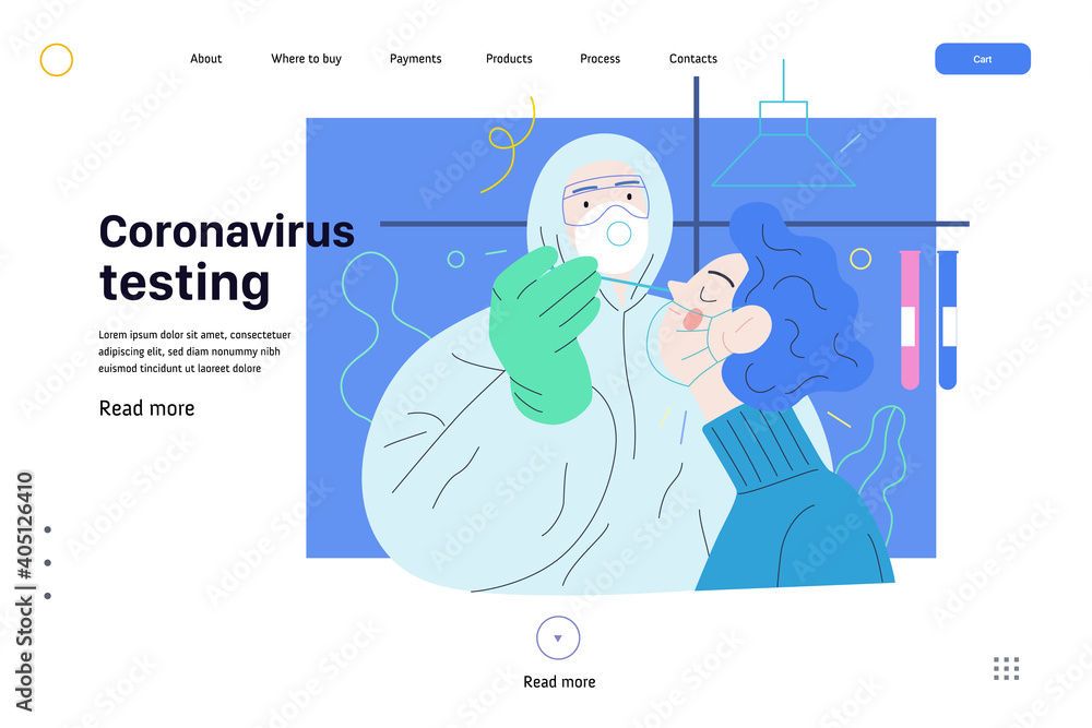 Medical tests web template - testing for COVID-19 - modern flat vector ...