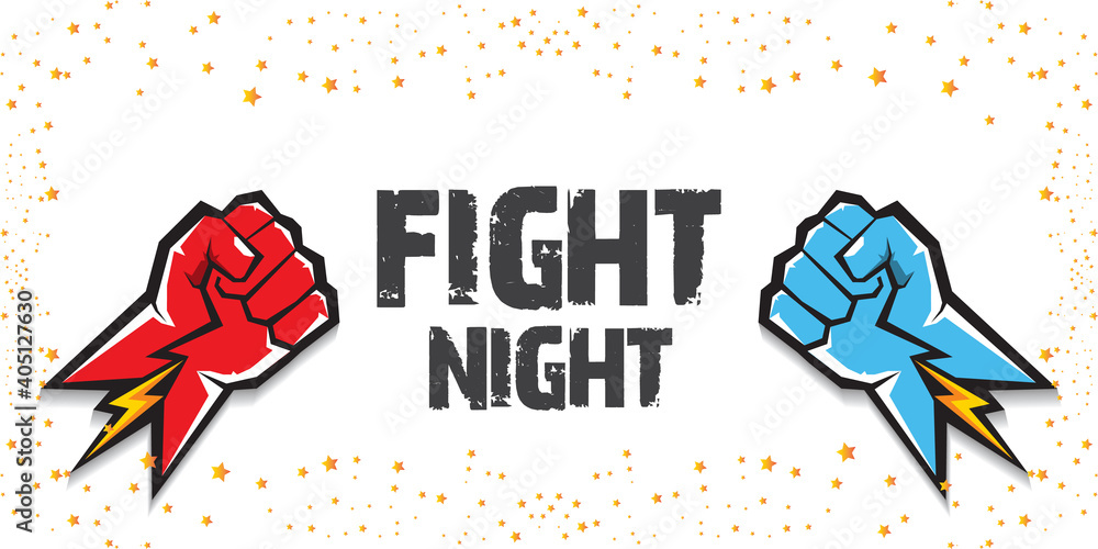 Fight night vector modern poster with text and strong fist. mma ...