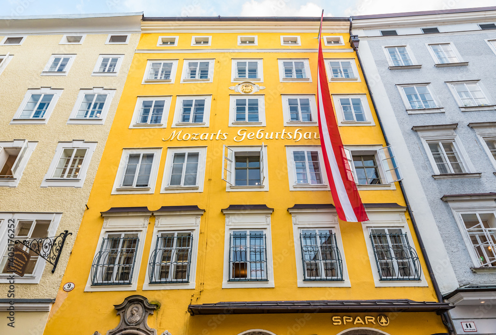 SALZBURG, AUSTRIA - AUGUST 26, 2019: The Mozart's birthplace (German ...