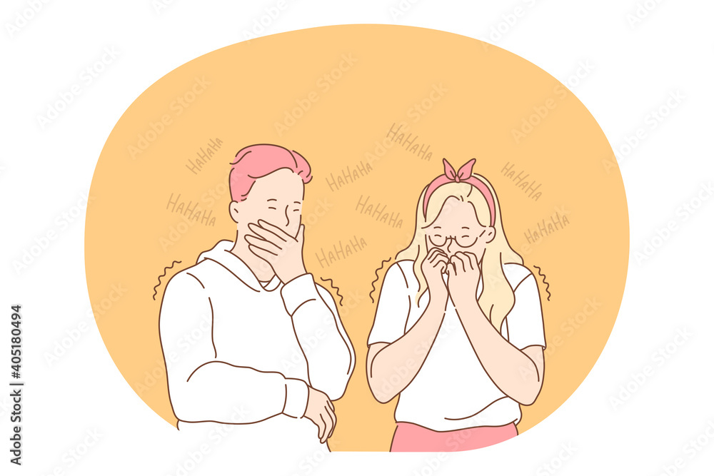 Sign language, gestures, hands communication concept. Young boy and ...